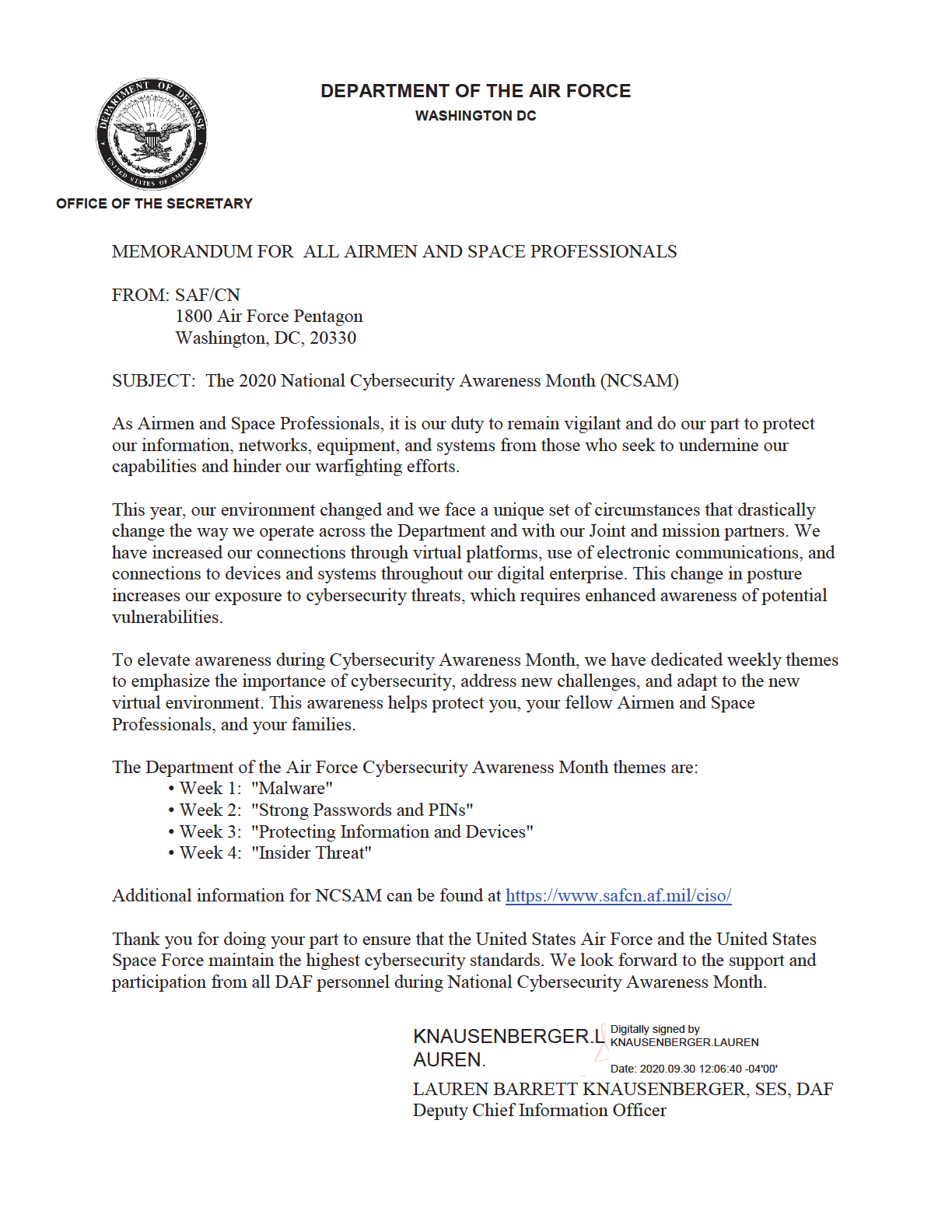 Cybersecurity Awareness Month 2020